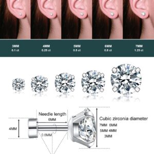 Cubic Zirconia Hypoallergenic Women's Earrings Men's Earrings Women's Earrings Cartilage Fashion Surgical Steel Screw Earrings 5 Pairs