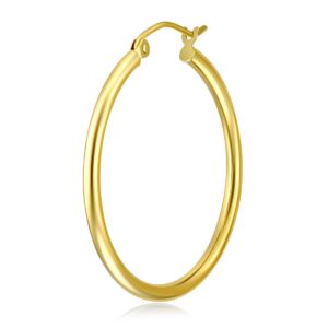 14k REAL Yellow Gold 2mm Thickness Hinged Hoop Earrings (30 x 30 mm)