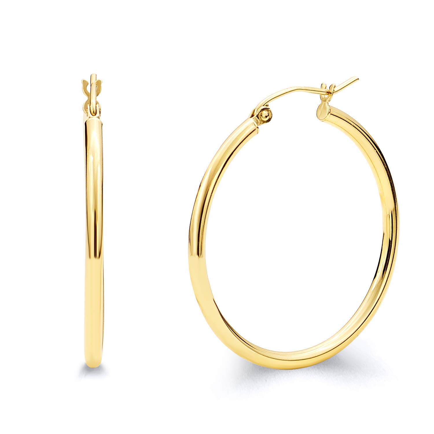 14k REAL Yellow Gold 2mm Thickness Hinged Hoop Earrings (30 x 30 mm)