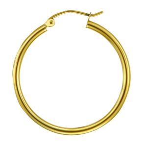 14k REAL Yellow Gold 2mm Thickness Hinged Hoop Earrings (30 x 30 mm)