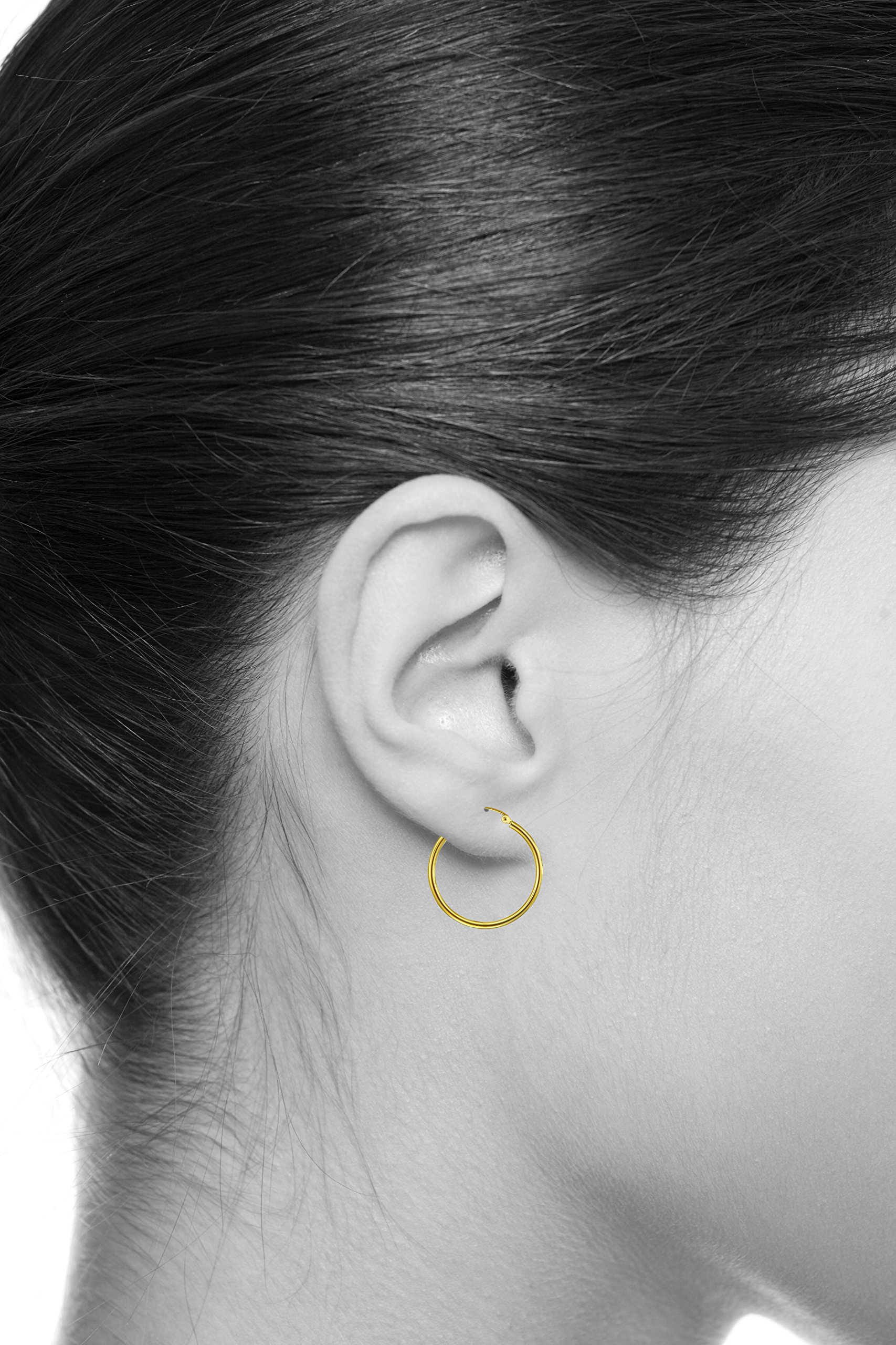 14k REAL Yellow Gold 2mm Thickness Hinged Hoop Earrings (30 x 30 mm)