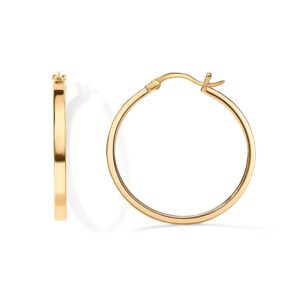 PAVOI Womens 14K Yellow Gold Plated 925 Sterling Silver Post Lightweight Hoop Earrings