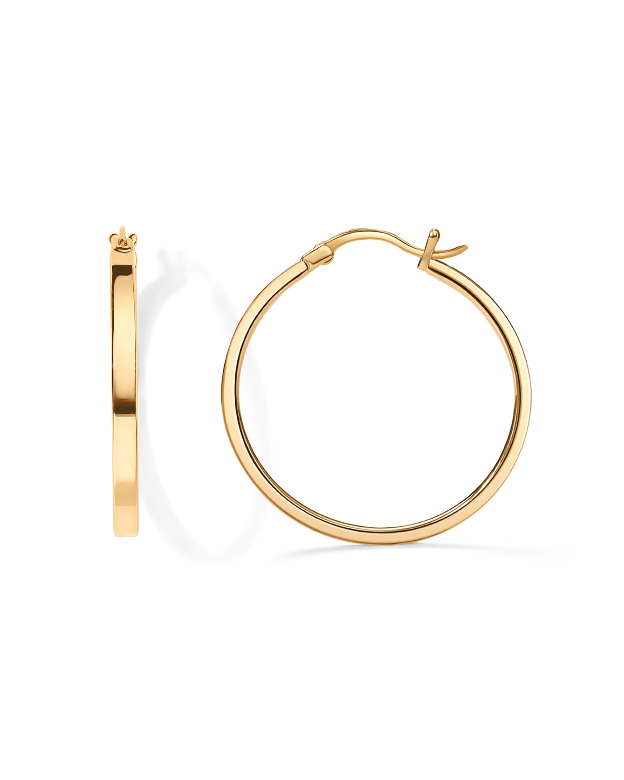 PAVOI Womens 14K Yellow Gold Plated 925 Sterling Silver Post Lightweight Hoop Earrings