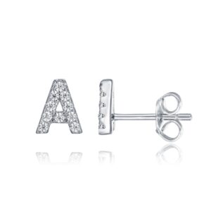 pavoi 925 sterling silver cz simulated diamond stud earrings fashion alphabet letter initial earrings - a