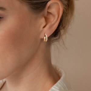 Small Dainty Huggie Hoop Earrings - 14K Gold Hypoallergenic Cubic Zirconia Earring for Women