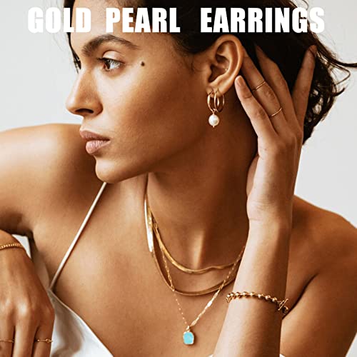 36 Pairs Gold Earrings Set for Women, Fashion Pearl Chain Link Stud Drop Dangle Earrings Multipack Hoop Earring Packs, Hypoallergenic Earrings for Birthday Party Jewelry