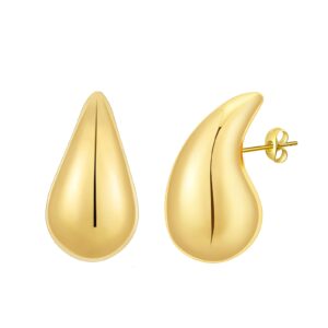 apsvo earring dupes chunky gold hoop earrings for women, tear drop dangle earrings, teardrop lightweight water drop earrings fashion trendy hypoallergenic jewelry