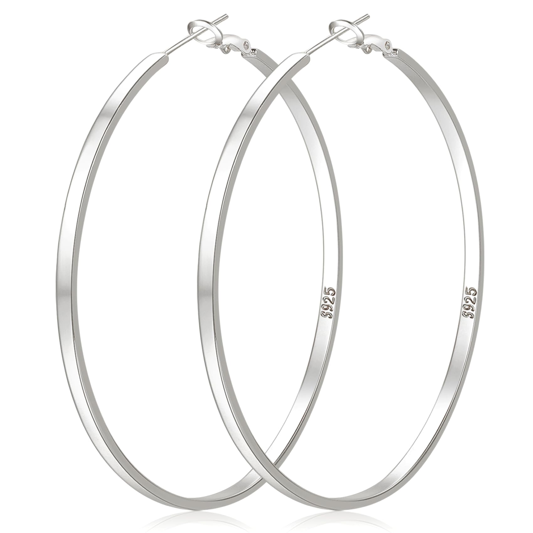 LOUMILEO Large Silver Hoop Earrings for Women Hypoallergenic Sterling Silver Hoop Earrings Lightweight Big Silver Hoop Earrings Silver Hoop Eearrings for Women