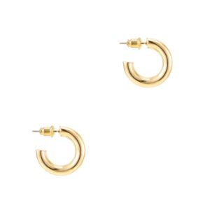 pavoi 14k yellow gold plated lightweight chunky open hoops | gold hoop earrings for women | 20mm thick infinity gold hoops women earrings