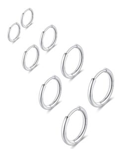 316l surgical stainless steel silver hoop earrings 6mm 8mm 10mm 12mm huggie hypoallergenic cartilage hoop earrings helix lobes hinged sleeper earrings for women men