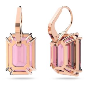 Swarovski Millenia Earrings, Octagon cut crystal, Pink, Rose-gold tone plated