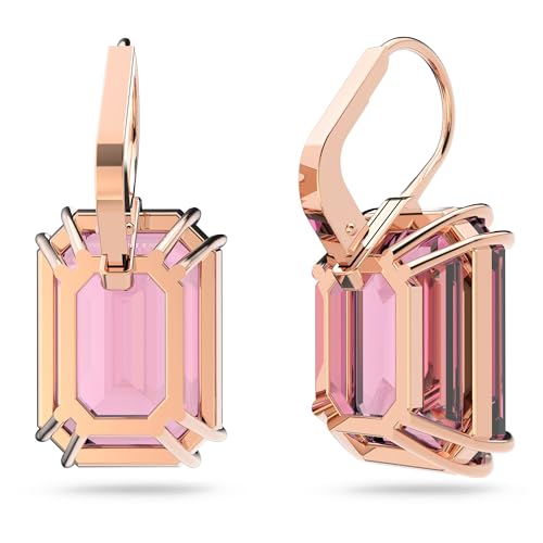 Swarovski Millenia Earrings, Octagon cut crystal, Pink, Rose-gold tone plated