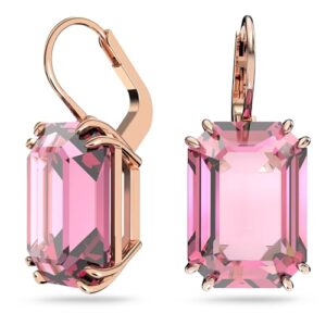 Swarovski Millenia Earrings, Octagon cut crystal, Pink, Rose-gold tone plated