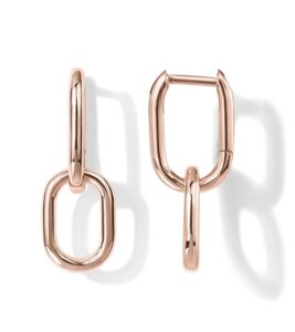 pavoi 14k rose gold convertible link earrings for women | paperclip link chain earrings | drop dangle earrings