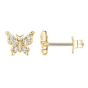 pavoi 14k gold played butterly stud earring