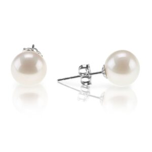 pavoi 18k gold plated sterling silver round stud white simulated shell pearl earrings - 6mm