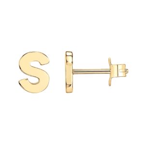 pavoi 14k yellow gold plated sterling silver alphabet letter earrings | initial earrings | letter s