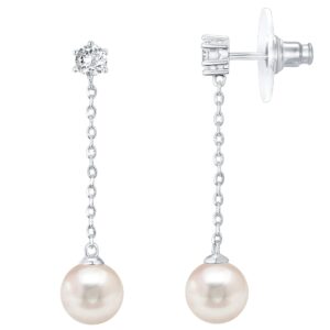 pavoi 14k white gold plated sterling silver post shell pearl drop earrings | pearl earrings for women