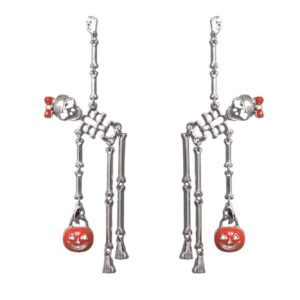 rosemarie collections women's dancing skeletons halloween earrings (silver tone)