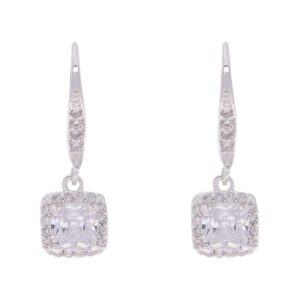 anne klein flawless silver-tone & cubic zirconia leverback drop earrings