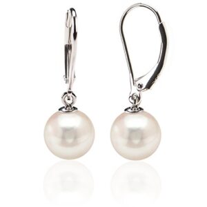 pavoi sterling silver simulated shell pearl earrings leverback dangle studs 8mm