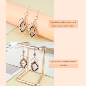 Dangle Earrings for Women, 925 Sterling Silver Handmade Linear Swirl Wire Bohemian Boho 14K Gold Diamonds Earrings Hypoallergenic Earrings Fashion Jewelry (Rose Gold, Hoho Diamonds)