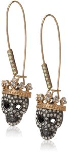 betsey johnson pave skull dangle earrings