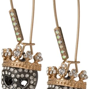 Betsey Johnson Pave Skull Dangle Earrings