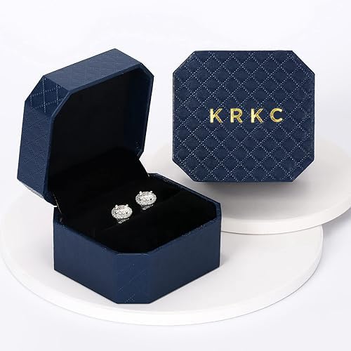 KRKC Moissanite Stud Earrings for Woman, 1 Carat Halo Diamond with Gold Plating S925 Sterling Silver, D Color with VVS1 Clarity, for Girls, Wife and Mom (1 Carats Halo – Silver)