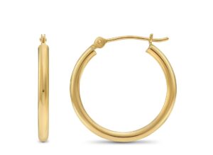 14k yellow gold polished round hoop earrings, 20mm (0.78 inch diameter)…