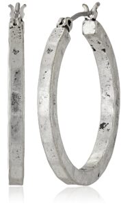 lucky brand silver-tone small hammered round hoop earrings