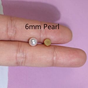 6mm Pearl Stud Earrings Flat Screw Back,14K Gold Pearl Cartilage Helix Earrings Hypoallergenic 316L Surgical Steel Piercing Jewelry Gift for Girls Women Toddlers(6mm Pearl, Gold)