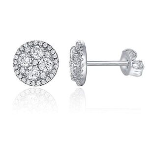 pavoi 14k white gold plated sterling silver post halo cluster cubic zirconia stud earrings for women | white gold earrings