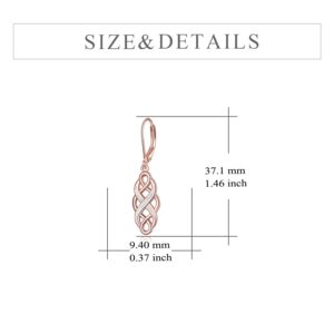 YFN Celtic Knot Dangle Earrings Rose Gold Plated Sterling Silver Good Luck Irish Celtic Knot Vintage Dangles for Women (Rose Gold Celtic Earrings)