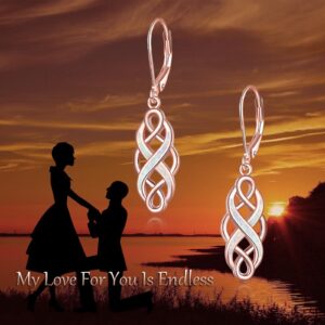 YFN Celtic Knot Dangle Earrings Rose Gold Plated Sterling Silver Good Luck Irish Celtic Knot Vintage Dangles for Women (Rose Gold Celtic Earrings)