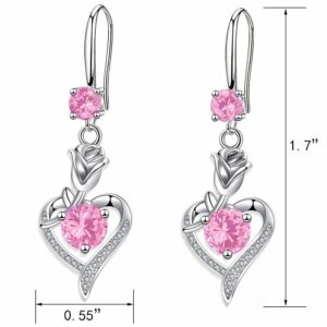 925 Sterling Silver Dangle Earrings for Women Nickel Free Hypoallergenic Earrings for Women Trendy Fashion Heart Dangle Drop Sparkly Crystal Earrings for Women