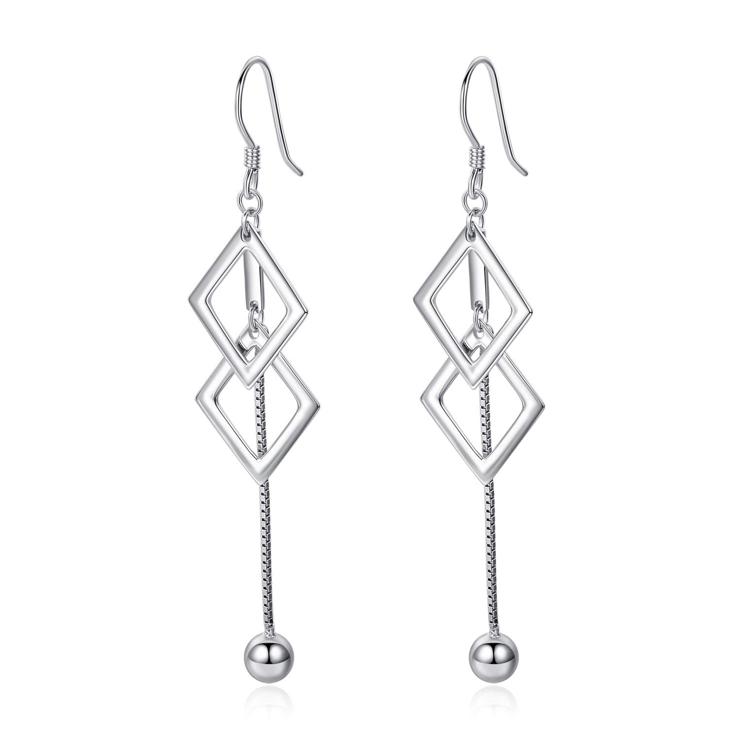 925 Sterling Silver Dangle Earrings Geometric Earrings for Women