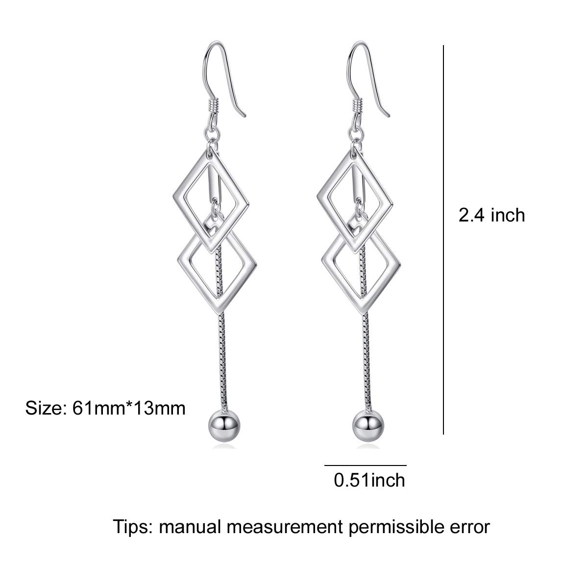 925 Sterling Silver Dangle Earrings Geometric Earrings for Women