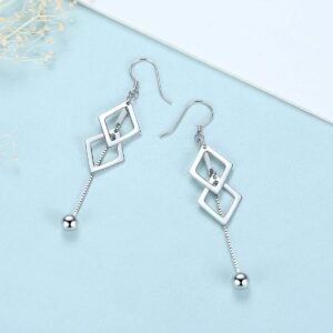 925 Sterling Silver Dangle Earrings Geometric Earrings for Women