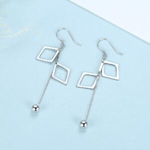 925 Sterling Silver Dangle Earrings Geometric Earrings for Women