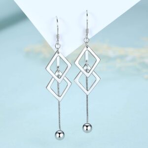 925 Sterling Silver Dangle Earrings Geometric Earrings for Women