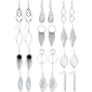 12 pairs drop dangle earrings boho fashion jewelry vintage statement boho bohemian earrings set for women