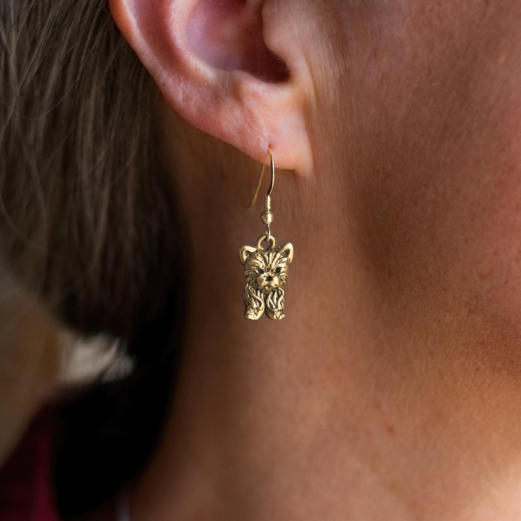 14k Solid Gold Yorkie Puppy Earrings by The Magic Zoo