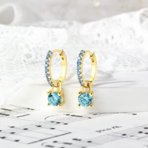 OKOKISS Gold Hoop Earrings for Women Month of Birth – Unique Gold Plated Womens Earrings with Birth Stone – Elegant Colorful Dainty Earrings In Jewelry Pouch – Ideal for Office, Wedding, Everyday