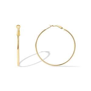 pavoi 14k gold plated sterling silver post hoops | large hoops earring | lightwight gold hoop earrings for women (yellow gold,50mm)