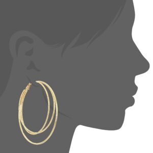 Guess Smooth and Textured Wire Gold Hoop Earrings