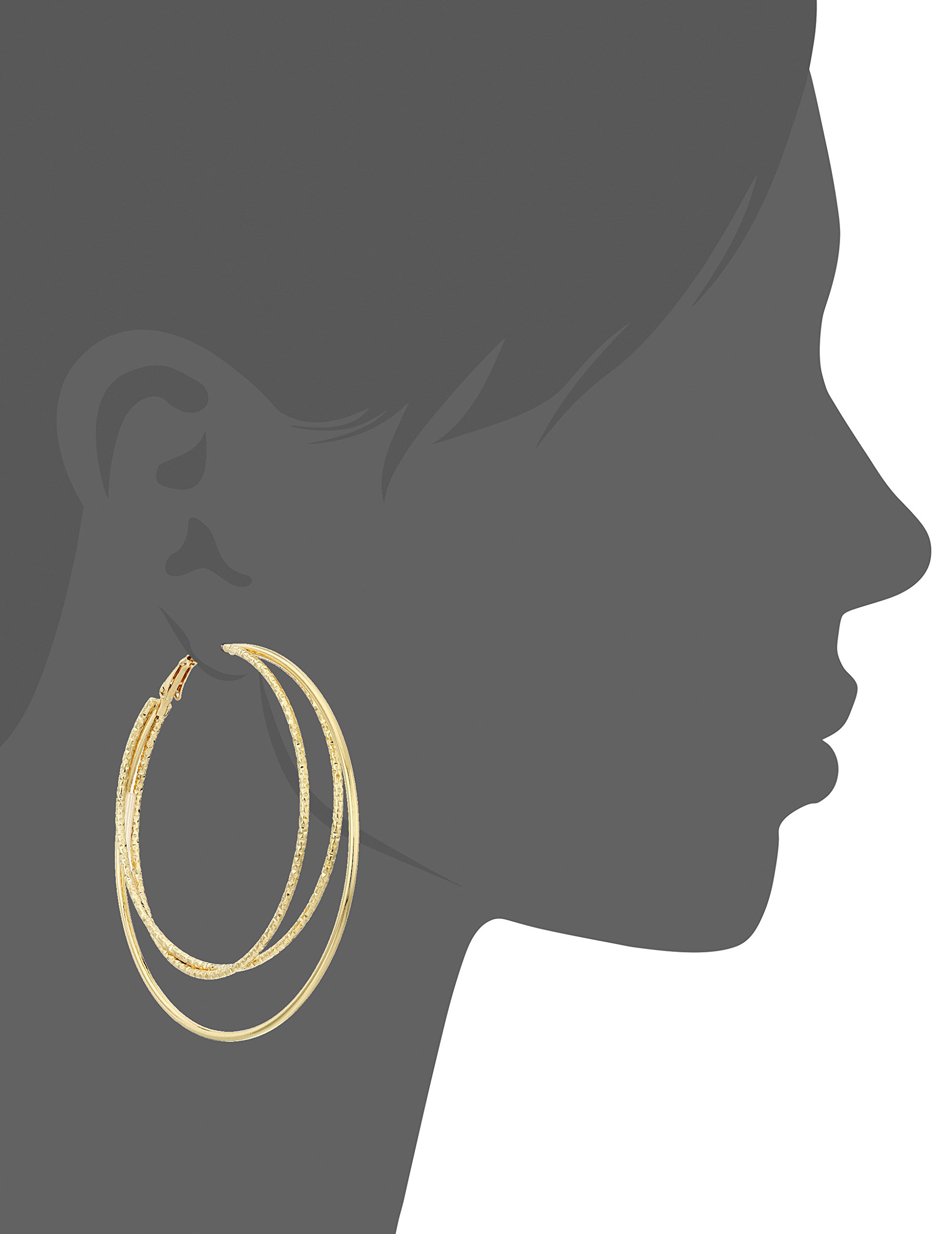 Guess Smooth and Textured Wire Gold Hoop Earrings