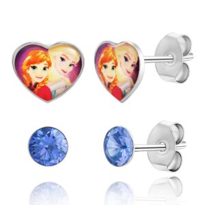 disney frozen stud earrings set - blue crystal stud earrings and anna and elsa earrings - frozen earrings - elsa jewelry - disney earrings