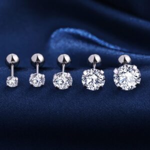 Cubic Zirconia Hypoallergenic Women's Earrings Men's Earrings Women's Earrings Cartilage Fashion Surgical Steel Screw Earrings 5 Pairs