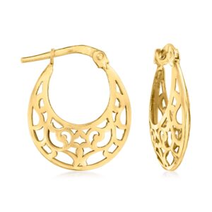 ross-simons italian 14kt yellow gold filigree hoop earrings